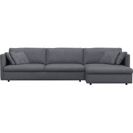 Ecksofa FLEXLUX "Lovane", blau (navy blau), B:323cm H:84cm T:183cm, 62% Polyester/14% Cotton/7% Linen, Sofas, Ecksofa, Weich & anschmiegsam, gro&szlig;e Sitztiefe auf Kaltschaum, Dekokissen inkl.
