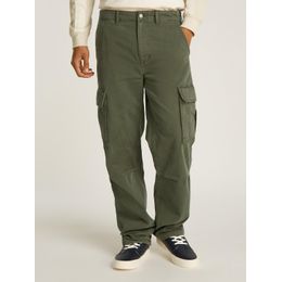 Cargohose Tommy Jeans "TJM JAIMIE COTTON CARGO", Herren, Gr. 33, L&auml;nge 34, gr&uuml;n (fatigue gr&uuml;n), Twill, Obermaterial: 100% Baumwolle, unifarben, normal lang, Hosen Cargohose, mit Kniefalten