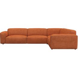 Ecksofa FLEXLUX "Lucera, super bequem durch hochwertigen Sitzaufbau mit Kaltschaum", orange (burned orange), B:319cm H:73cm T:285cm, 85% Polyester/15%Polyamide, Sofas, Ecksofa, modern & anschmiegsam, L-Form, Designsofa