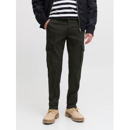 Jack & Jones Cargohose JACK & JONES "JPSTPAUL JJFLAKE CARGO NOOS", Herren, Gr. 32, L&auml;nge 32, gr&uuml;n (rosin), Web, Obermaterial: 98% Baumwolle, 2% Elasthan, unifarben, regular fit lang, Hosen Cargohose, Baumwollmischung, regular fit