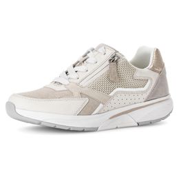 Keilsneaker ROLLINGSOFT, Damen, Gr. 39, beige (hellbeige, ivory), Textil, Veloursleder, Ziegenleder, Schuhe Keilsneaker, Freizeitschuh, Halbschuh, Schn&uuml;rschuh im sportivem Materialmix, Topseller