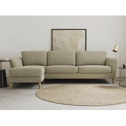 Ecksofa Home Affaire "MARSEILLE (279/152cm),L-Form, Rec. rechts/links, verschiedene Bez&uuml;ge", braun (latte), B:279cm H:88cm T:152cm, Struktur fein (58% Polyester, 22% Polypropylen);Filzoptik (100% Polyester);Webstoff (100% Polyester), Sofas, Ecksofa, Massivholzbeine Eiche, Landhausstil, Wellenunterfederung