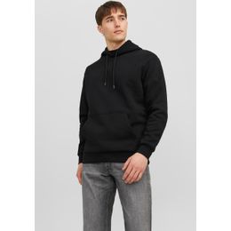 Jack & Jones Kapuzensweatshirt JACK & JONES "JJEBRADLEY SWEAT HOOD NOOS", Herren, Gr. XS, schwarz, angeraute Sweatware, Obermaterial: 61% Polyester, 39% Baumwolle, unifarben, relaxed fit normal, ohne Ausschnitt, Rippb&uuml;ndchen, Sweatshirts Kapuzensweatshirt, Materialmix, relaxed fit