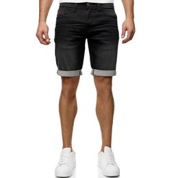 Shorts INDICODE "INDelmare", Herren, Gr. XXL, N-Gr, schwarz, Web, Obermaterial: 77% Baumwolle, 21% Polyester, 2% Elasthan, unifarben, regular fit knielang, Hosen Shorts