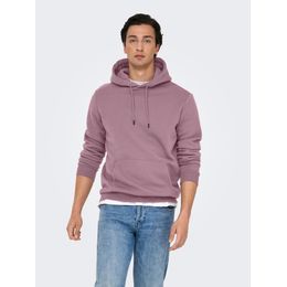 Only & Sons Kapuzensweatshirt ONLY & SONS "ONSCERES HOODIE SWEAT NOOS", Herren, Gr. XL, twilight mauve, angeraute Sweatware, Obermaterial: 57% Baumwolle, 43% Polyester, unifarben, regular fit normal, Rundhals, Rippb&uuml;ndchen, Sweatshirts Kapuzensweatshirt, Baumwollmischung, regular fit