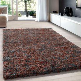 Hochflor-Teppich Ayyildiz Teppiche "Enjoy Shaggy" Gr. 2, orange (terra), B:80cm H:50mm L:150cm, Kunstfaser, Teppiche, Hochflor-Teppich, auch als L&auml;ufer, Shaggy, Langflor, meliert, Wohnzimmer