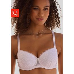 Schalen-BH Vivance, Damen, Gr. 90, Cup E, wei&szlig;, Microtouch, Obermaterial: 63% Polyamid, 27% Polyester, 10% Elasthan, BHs Schalen-BH, aus Spitze in Leo-Optik im modischen Balconnet-Schnitt, Dessous
