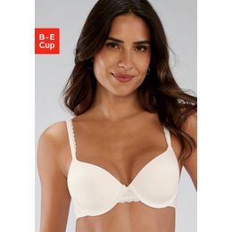 Schalen-BH s.Oliver "Camille", Damen, Gr. 70, Cup D, beige (creme), Microtouch, Obermaterial: 72% Polyamid, 16% Polyester, 12% Elasthan, Basic, BHs Schalen-BH, mit Spitzentr&auml;ger, Basic Dessous