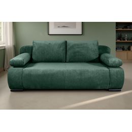 Schlafsofa Collection AB "Moritz", flaschengr&uuml;n, B:200cm H:85cm T:98cm, 100%Polyester, Sofas, Schlafsofa, mit Bettfunktion und Bettkasten, komfortabler Federkern