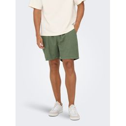 Only & Sons Shorts ONLY & SONS "ONSTEL LINEN LATHAM 0257 SHORTS", Herren, Gr. S, N-Gr, gr&uuml;n (dusty olive), Web, Obermaterial: 55% Leinen, 45% Viskose, unifarben, regular fit knielang, Hosen Shorts