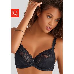 B&uuml;gel-BH Nuance, Damen, Gr. 100, Cup D, schwarz, Spitze, Obermaterial: 88% Polyamid, 12% Elasthan, BHs B&uuml;gel-BH, aus floraler Spitze mit verzierten Tr&auml;gern, Dessous