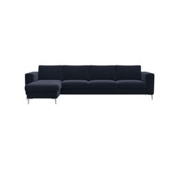 Ecksofa FLEXLUX "Fiore, super Sitzkomfort durch Kaltschaum im Sitz, L-Form", blau (royal blau), B:295cm H:85cm T:159cm, 100% Polyester, Sofas, Ecksofa, breite Armlehnen, F&uuml;&szlig;e Alu
