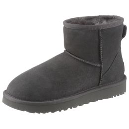 UGG Australia Winterboots UGG "Unisex Classic Mini 2", Damen, Gr. 5 (36), grau, Veloursleder, clean, unifarben, Schuhe Winterboots, Schlupfboots