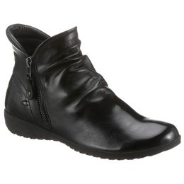 Schlupfboots Josef Seibel "Naly 41", Damen, Gr. 36, schwarz, Leder, Schuhe Schlupfboots, Stiefelette, Komfortschuh mit gerafftem Schaft