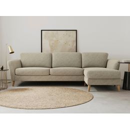 Ecksofa Home Affaire "MARSEILLE (279/152cm),L-Form, Rec. rechts/links, verschiedene Bez&uuml;ge", grau (warm grau), B:279cm H:88cm T:152cm, Struktur fein (58% Polyester, 22% Polypropylen);Filzoptik (100% Polyester);Webstoff (100% Polyester), Sofas, Ecksofa, Massivholzbeine Eiche, Landhausstil, Wellenunterfederung