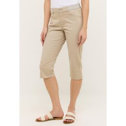 Caprijeans Angels "ANACAPRI SPORTY", Damen, Gr. 34, N-Gr, beige (sand used), Denim/Jeans, Obermaterial: 88% Baumwolle, 10% Polyester, 2% Elasthan, unifarben, slim fit 3/4-L&auml;nge, Jeans Caprijeans, mit Dehnbund