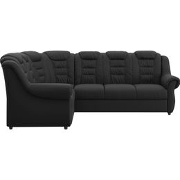 Ecksofa Home Affaire "Boston L-Form", schwarz, B:266cm H:102cm T:216cm, 64% Polyurethan, 25% Polyester, 11% Baumwolle, Sofas, Ecksofa, mit hoher R&uuml;ckenlehne, wahlweise mit Bettfunktion & Stauraum