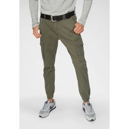 Jack & Jones Cargohose JACK & JONES "PAUL FLAKE", Herren, Gr. 31, L&auml;nge 32, gr&uuml;n (olive night), Web, Obermaterial: 98% Baumwolle, 2% Elasthan, unifarben, bequem normal, Hosen Cargohose