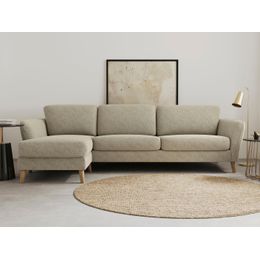 Ecksofa Home Affaire "MARSEILLE (279/152cm),L-Form, Rec. rechts/links, verschiedene Bez&uuml;ge", grau (warm grau), B:279cm H:88cm T:152cm, Struktur fein (58% Polyester, 22% Polypropylen);Filzoptik (100% Polyester);Webstoff (100% Polyester), Sofas, Ecksofa, Massivholzbeine Eiche, Landhausstil, Wellenunterfederung