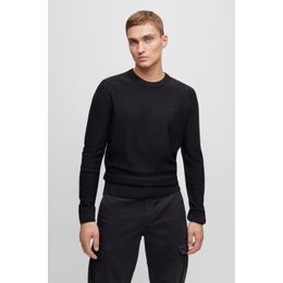 Strickpullover BOSS Orange "Avac", Herren, Gr. L, schwarz (schwarz001), Strick, Obermaterial: 60% Schurwolle, 40% Polyacryl, unifarben, regular fit, Rundhals, Pullover Strickpullover, mit Schurwolle