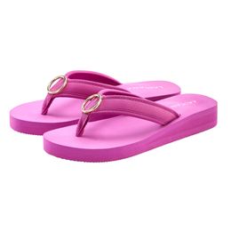 Badezehentrenner Lascana "Sandale, Badeschuh, Pantolette, Badelatsche, Flip Flop", Damen, Gr. 36, pink, Obermaterial: 100% Textilmaterial. Decksohle: 100% Synthetik. Laufsohle: 100% Synthetik, unifarben, Schuhe Badezehentrenner, Zehentrenner mit Ringapplikation "Italy" VEGAN