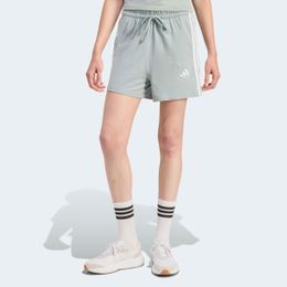 Shorts adidas Sportswear "ESSENTIALS 3-STREIFEN COTTON", Damen, Gr. XL, N-Gr, wonder sage, wei&szlig;, normal, gr., Obermaterial: 93% Baumwolle, 7% Elasthan, Hosen Shorts
