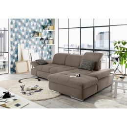 Ecksofa "SO4100 V", braun (savannah), B:284cm H:80cm T:190cm, SET ONE BY Musterring, Sofas, Ecksofa, mit verstellbaren Kopfteilen, wahlweise mit Funktionen, Cord-Bezug