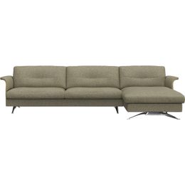 Ecksofa FLEXLUX "Glow Designsofa, bequem und komfortabel durch hochwertigen Sitzaufbau", gr&uuml;n (fall gr&uuml;n), B:305cm H:81cm T:158cm, 62% Polyester/17%Baumwolle/14%Viscose/7%Leinen, Sofas, Ecksofa, L-Form, Modernes skandinavisches Design