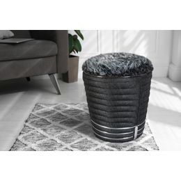 Sitzhocker Kayoom "Hocker Doric, trendiger Look, &auml;sthetische Farbgebung, sch&ouml;ne Steppung", schwarz (anthrazit, graphit), B:42cm H:50cm T:42cm, Bezug: 50% Baumwolle 50% Acryl / Korpus: Pappelholz, Hocker, Sitzhocker, komfortabel, hochqualitativ, pflegeleicht, hochwertige Materialien