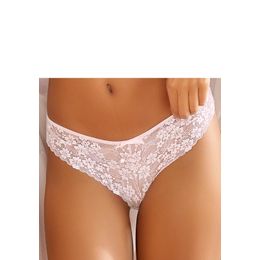 String Lascana, Damen, Gr. 36/38, rosa (rosa, creme), Microtouch, Obermaterial: 88% Polyamid, 12% Elasthan, figurbetont, Unterhosen String, rundherum aus floraler Spitze, Dessous, Topseller