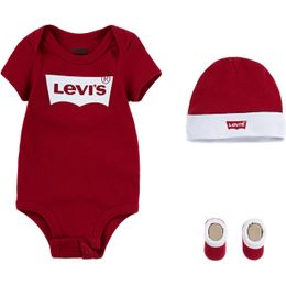 Body LEVI'S KIDS "Neugeborenen-Geschenkset", Jungen, Gr. 2 (74/80), N-Gr, rot, Obermaterial: 100% Baumwolle. S&ouml;ckchen: 62% Baumwolle, 34% Polyester, 4% Elasthan, bedruckt, Bodys Body, UNISEX