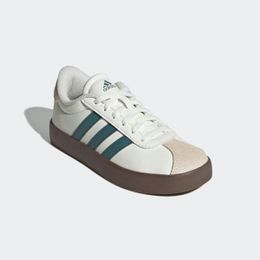 Sneaker adidas Sportswear "VL COURT 3.0", M&auml;dchen, Gr. 32, wei&szlig; (sanftes wei&szlig;, preloved teal, wonder wei&szlig;), Leder, Synthetik, Schuhe Sneaker, inspiriert vom Design des adidas samba, f&uuml;r Kinder