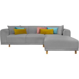 Ecksofa OTTO HOME "Maroon L-Form", grau (hellgrau), B:285cm H:82cm T:191cm, Struktur (100% Polyester);Struktur grob ( 100% POLYPROPYLEN;Struktur fein ( 100% Polyester), Sofas, Ecksofa, in skandinavischem Design, mit losen Kissen