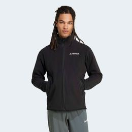Fleecejacke adidas terrex "MT ESS FZ FL", Herren, Gr. XXL, schwarz, Obermaterial: 100% Polyester, Jacken Fleecejacke