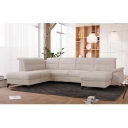 Sit & More Wohnlandschaft SIT & MORE "Astoria U-Form", beige (nature), B:329cm H:91cm T:225cm, 100% Polyester, Sofas, Wohnlandschaft, wahlweise mit motorischer Relaxfunktion