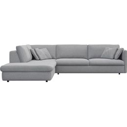 Ecksofa FLEXLUX "Lovane, elegant und zeitlos, bequem, L-Form", grau (sophisto grau), B:328cm H:84cm T:272cm, 100% Polyester, Sofas, Ecksofa, Weich & anschmiegsam, gro&szlig;e Sitztiefe auf Kaltschaum, Dekokissen inkl.