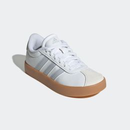 Sneaker adidas Sportswear "VL COURT 3.0", M&auml;dchen, Gr. 37, cloud wei&szlig;, halo blau, sanftes wei&szlig;, Leder, Synthetik, Schuhe Sneaker, inspiriert vom Design des adidas samba, f&uuml;r Kinder