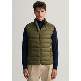 Steppweste Gant "LIGHT GILET", Herren, Gr. S, gr&uuml;n (racing gr&uuml;n), Web, Obermaterial: 100% Polyester, unifarben, normal h&uuml;ftlang, Westen Steppweste, im Streifen-Stepp-Look