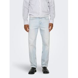 Only & Sons Regular-fit-Jeans ONLY & SONS "ONSEDGE STRAIGHT BROMO 0017 DOT DNM NOOS", Herren, Gr. 32, L&auml;nge 34, blau (light blau bleached denim), Denim/Jeans, Obermaterial: 100% Baumwolle, regular fit, Jeans Regular-fit-Jeans