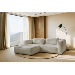 Ecksofa Home Affaire "Tvinnet", beige (cream), B:228cm H:73cm T:166cm, 94% PES 6% NY, Sofas, Ecksofa, Breite 228 cm, extra tiefe Sitzfl&auml;che, kubisches Sitzvergn&uuml;gen