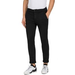 Chinohose Replay "ZEUMAR Hyperflex", Herren, Gr. 31, L&auml;nge 34, schwarz, Denim/Jeans, Obermaterial: 85% Baumwolle, 10% Polyester, 5% Elasthan, washed, slim fit normal, Hosen Chinohose, im Slim Fit