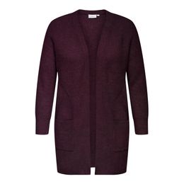 Strickjacke Only CARMAKOMA "CARWHITNEY LS CARDIGAN KNIT", Damen, Gr. S, mauve wine detail:melange, Strick, Obermaterial: 93% Polyester, 4% Wolle, 3% Elasthan, meliert, V-Ausschnitt, Strickjacken Strickjacke