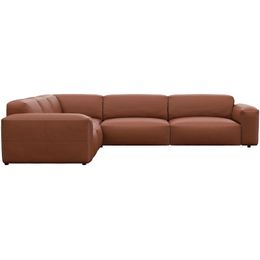 Ecksofa FLEXLUX "Lucera, super bequem durch hochwertigen Sitzaufbau mit Kaltschaum", braun (old chestnut braun), B:319cm H:73cm T:285cm, 100% Echteder, Sofas, Ecksofa, modern & anschmiegsam, L-Form, Designsofa