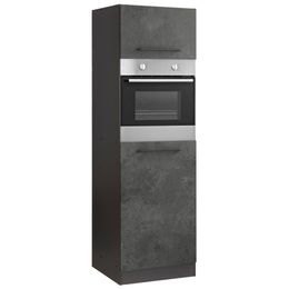 Backofen/K&uuml;hlumbauschrank KOCHSTATION "KS-Tulsa", grau (betonfarben dunkel), B:60cm H:200cm T:60cm, Schr&auml;nke, Backofen/K&uuml;hlumbauschrank, 60 cm breit, 200 cm hoch, mit Nischenma&szlig; 88 cm