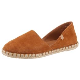 Espadrille VERBENAS "CARMEN SERRAJE", Damen, Gr. 40, braun (cognac), Veloursleder, Schuhe Espadrille, Schlupfschuh, Sommerschuh, Loafer mit typischem Jute-Rahmen