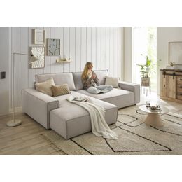 Ecksofa Home Affaire "NEU: SHERWOOD XXL 284, Big-Sofa L-Form, tiefe Sitzfl&auml;che 95 cm, Cord", beige (hellbeige), B:284cm H:90cm T:195cm, 100% Polyester, Sofas, Ecksofa, Recamiere rechts/links, als Schlafsofa stellbar, Cord u. Leinenoptik