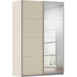 Schwebet&uuml;renschrank OTTO HOME "Kleiderschrank Schrank Garderobe Schlafzimmerschrank THANOS", beige (beige (champagner) mit spiegel), B:136cm H:210cm T:62cm, Holzwerkstoff, Schr&auml;nke, Schwebet&uuml;renschrank, Optional mit Spiegel, Metall-Griffleisten alufarben MADE IN GERMANY