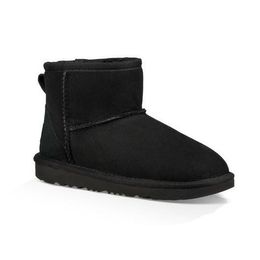 UGG Australia Winterboots UGG "Classic Mini 2", M&auml;dchen, Gr. 1 (32,5), schwarz, Veloursleder, Schuhe Winterboots, Schlupfboot, Casula Boot in hochwertiger Twinface-Machart
