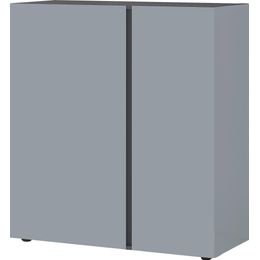 Kommode Germania "Mesa", grau (graphit, silbergrau), B:94cm H:103cm T:43cm, Sideboards, Kommode, mit Glasfronten