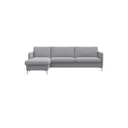Ecksofa FLEXLUX "Fiore, L-Form, bequem und komfortabel durch hochwertigem Sitzaufbau", grau (sophisto gre), B:247cm H:85cm T:92cm, 100% Polyester, Sofas, Ecksofa, schmale Armlehnen, Kaltschaum, F&uuml;&szlig;e Alu